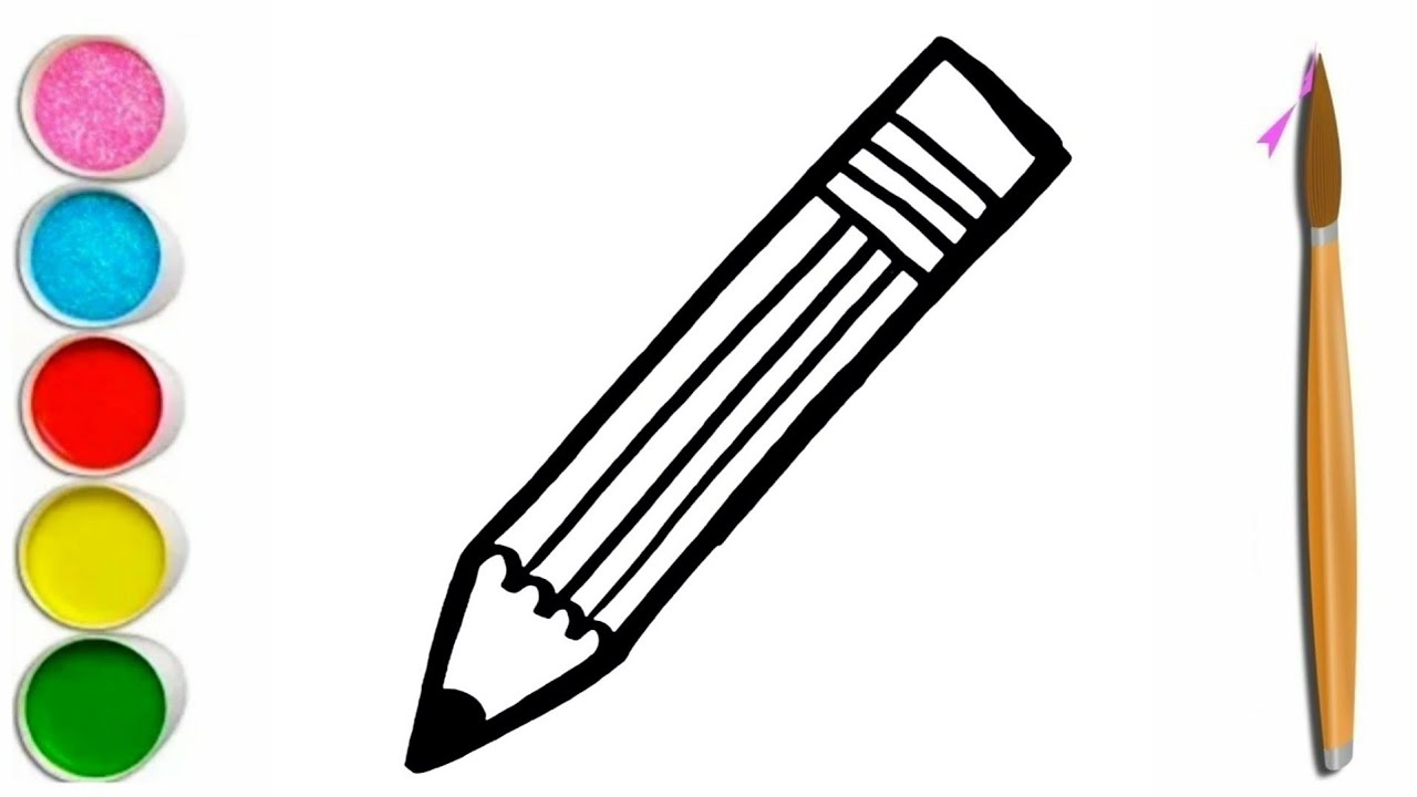 How to Draw a Pencil for kids | Drawing Pencil for kids | Step by Step ...