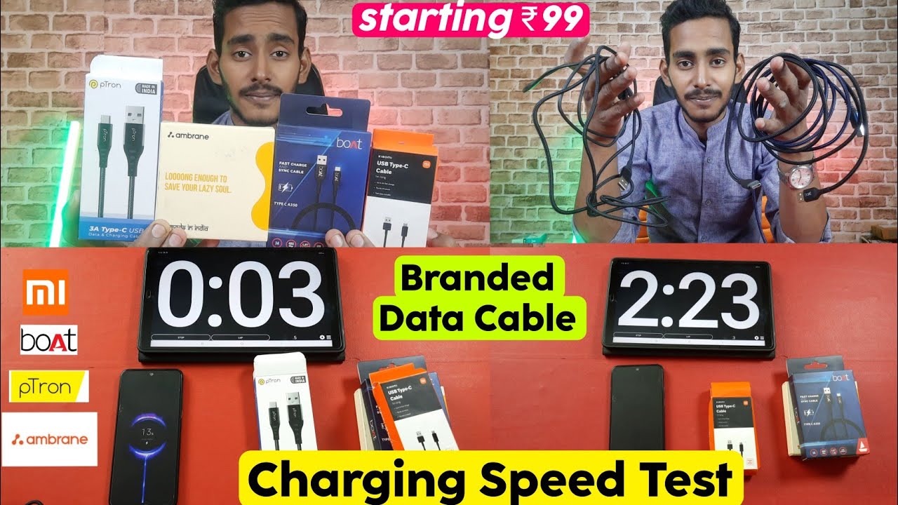 Charging speed test of all branded Data cable ! startng ₹99 ! Boat data ...