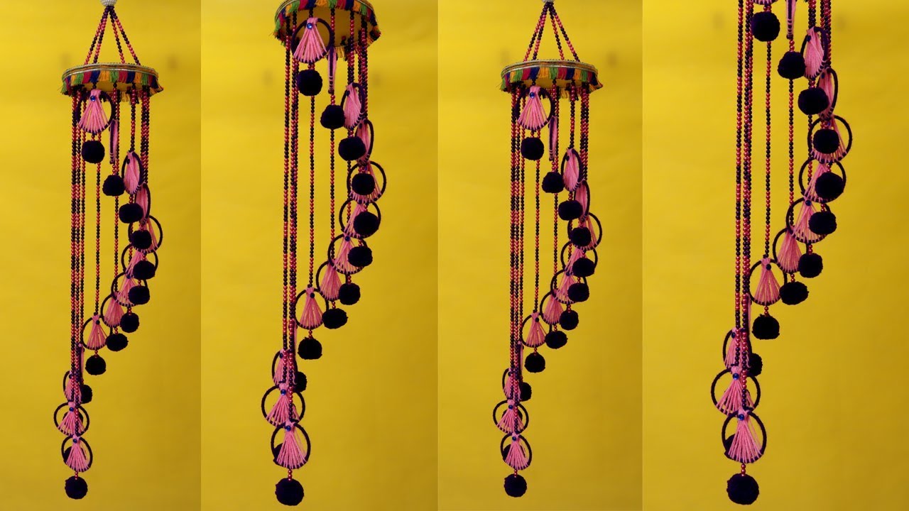 DIY Easy Wall Hanging Out of Waste Bangles and Wool !!! DIY Wind Chime ...