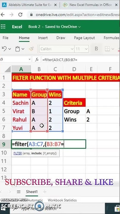 Filter Function with multiple criteria | excel tutorial | #shorts - YouTube