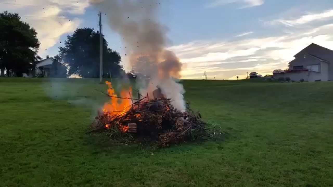 Redneck bonfire with mushroom fireball WTF Funny - YouTube