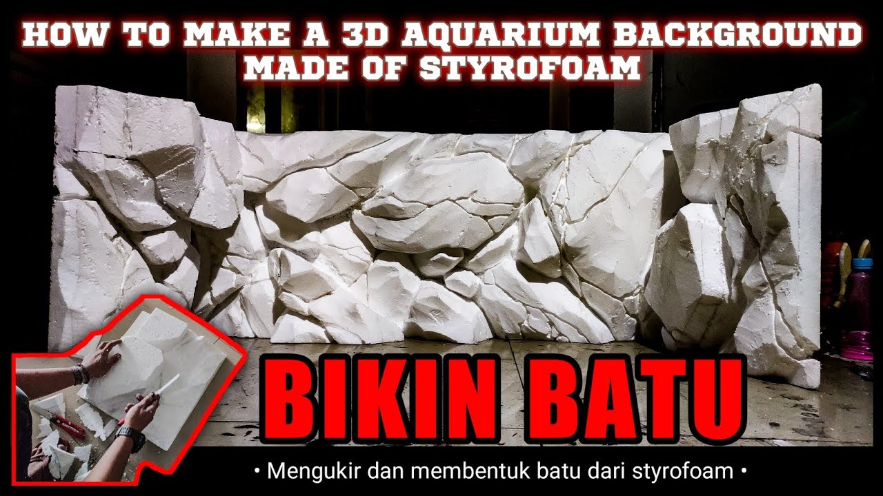 UKIR BATU || Bikin BACKGROUND 3D BATU dari styrofoam.. KREATIFFFF ...