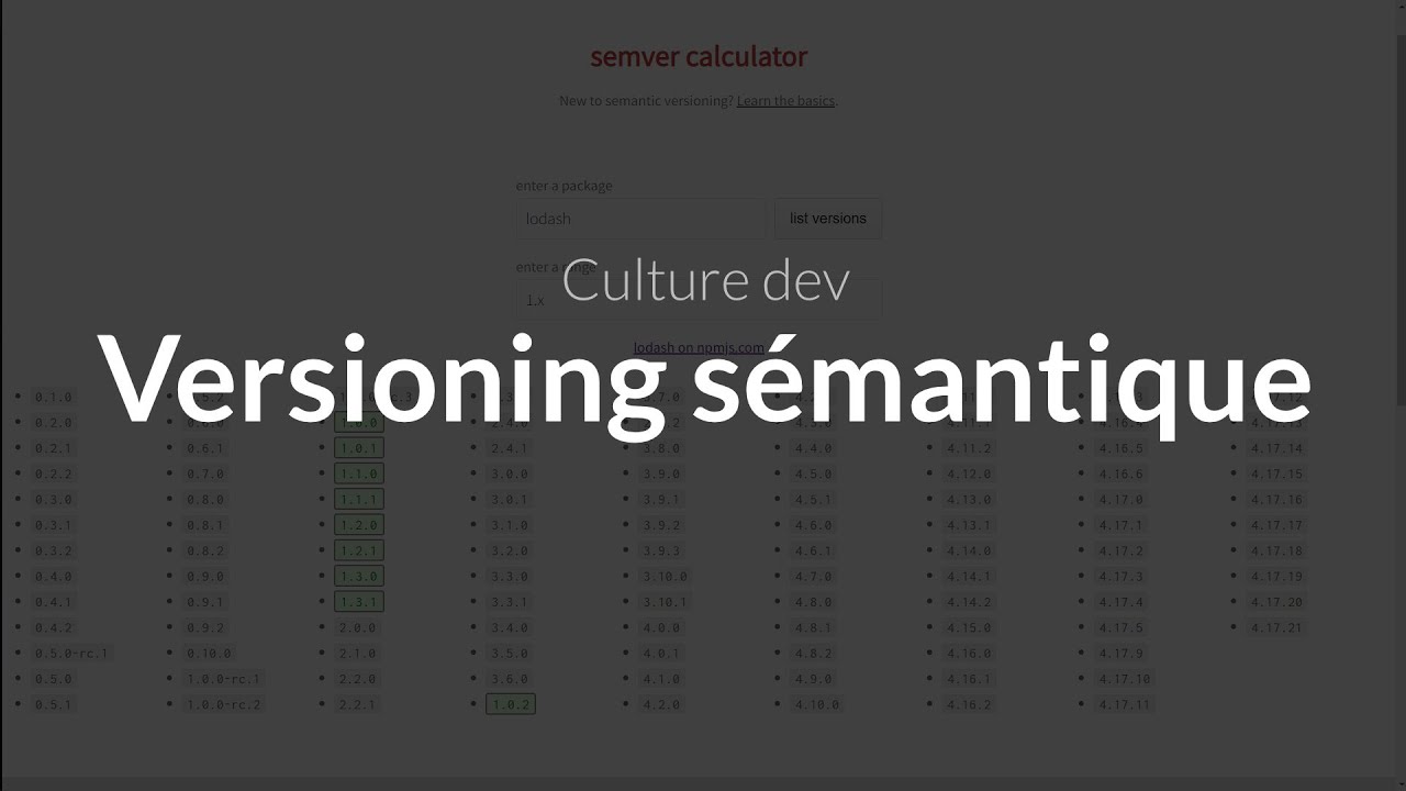 Le versionnage sémantique (semver) - YouTube