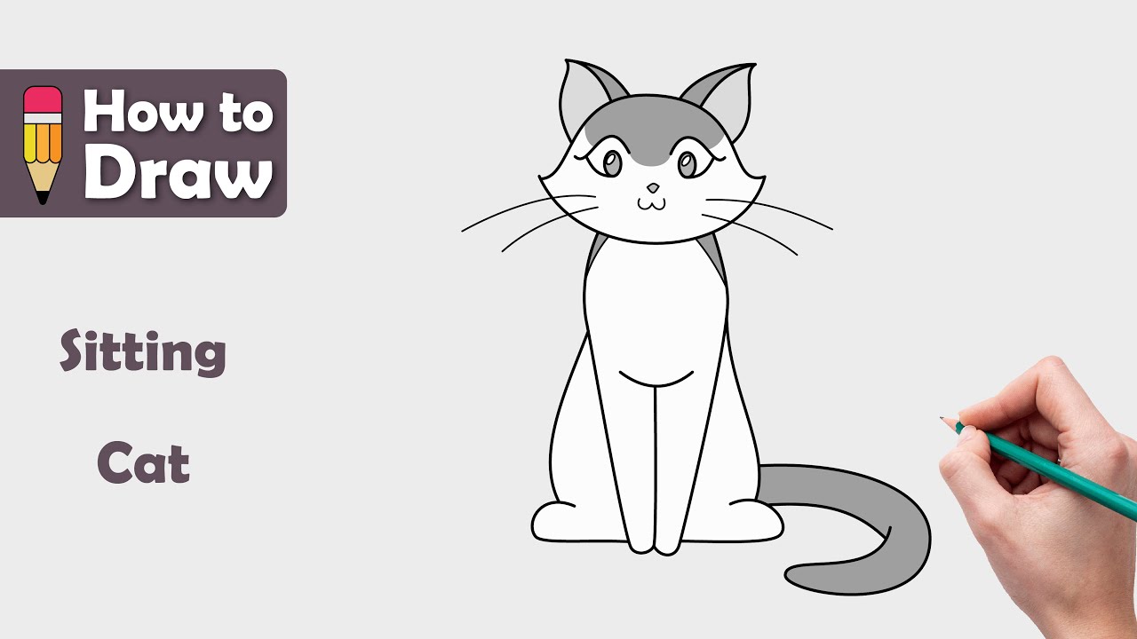 🐱 Easy Sitting Cat Drawing Tutorial 🎨🐾 #StepByStepArt #AdorableSketch ...