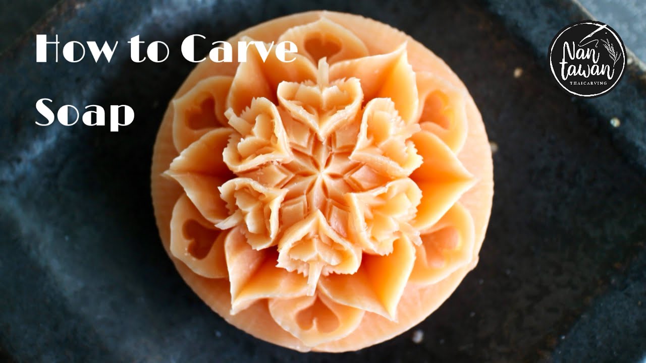 ソープカービング 簡単彫り方 花びらにハートの透かし彫りSoap carving tutorial easy design flower carving - YouTube