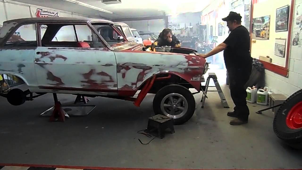Ignitor altered wheelbase Chevy II first fireup - YouTube