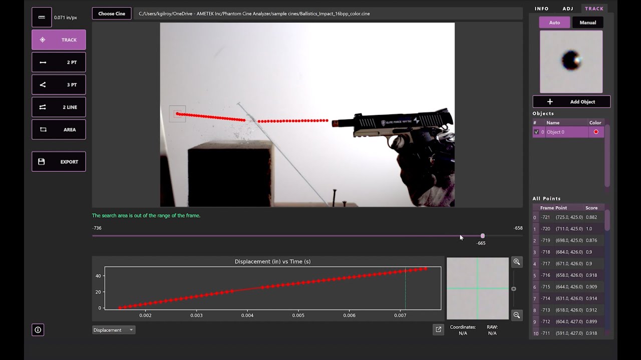 Phantom Cine Analyzer Ballistics Impact Automatic Tracking - YouTube