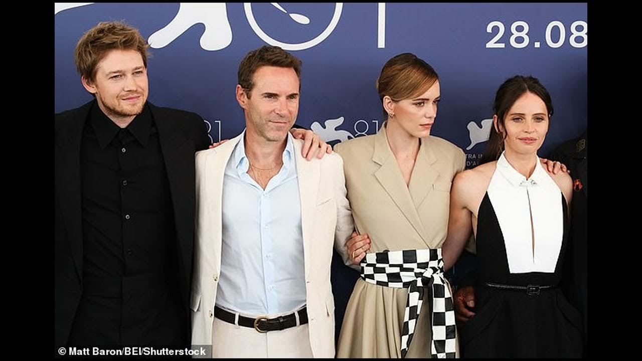 Felicity Jones cuts a seriously chic figure as she joins co-star Joe Alwyn at The Brutalist ...