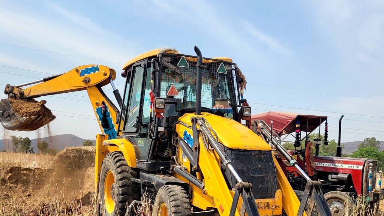 JCB 3DX ECO BACKHOE LOADER RUNNING LOADING MUD IN TRACTOR || OLD MASSEY ...