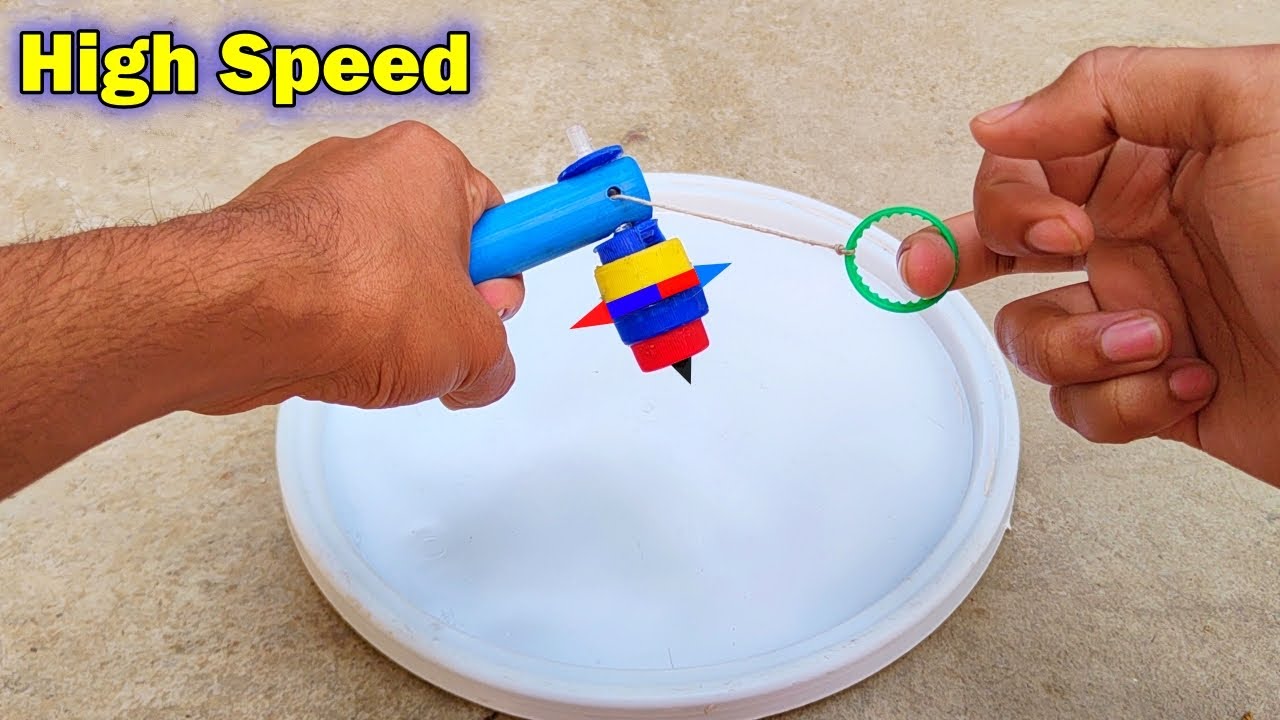 How to make beyblade with launcher - Easy and simple steps - YouTube