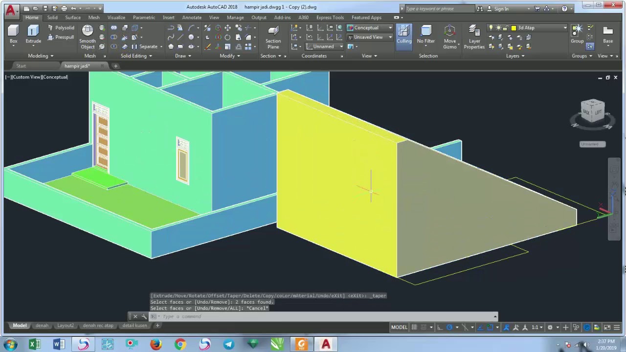 Part 8 Membuat Atap 3d Pelana Dengan Cepat Menggunakan Autocad - YouTube