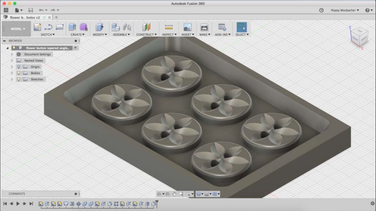 Designing a Flower Button Mould Using Fusion 360 For Casting - YouTube