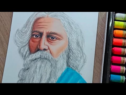 How to Draw Rabindra Nath Tagore / Oil Pastels Drawing of Rabindranath ...