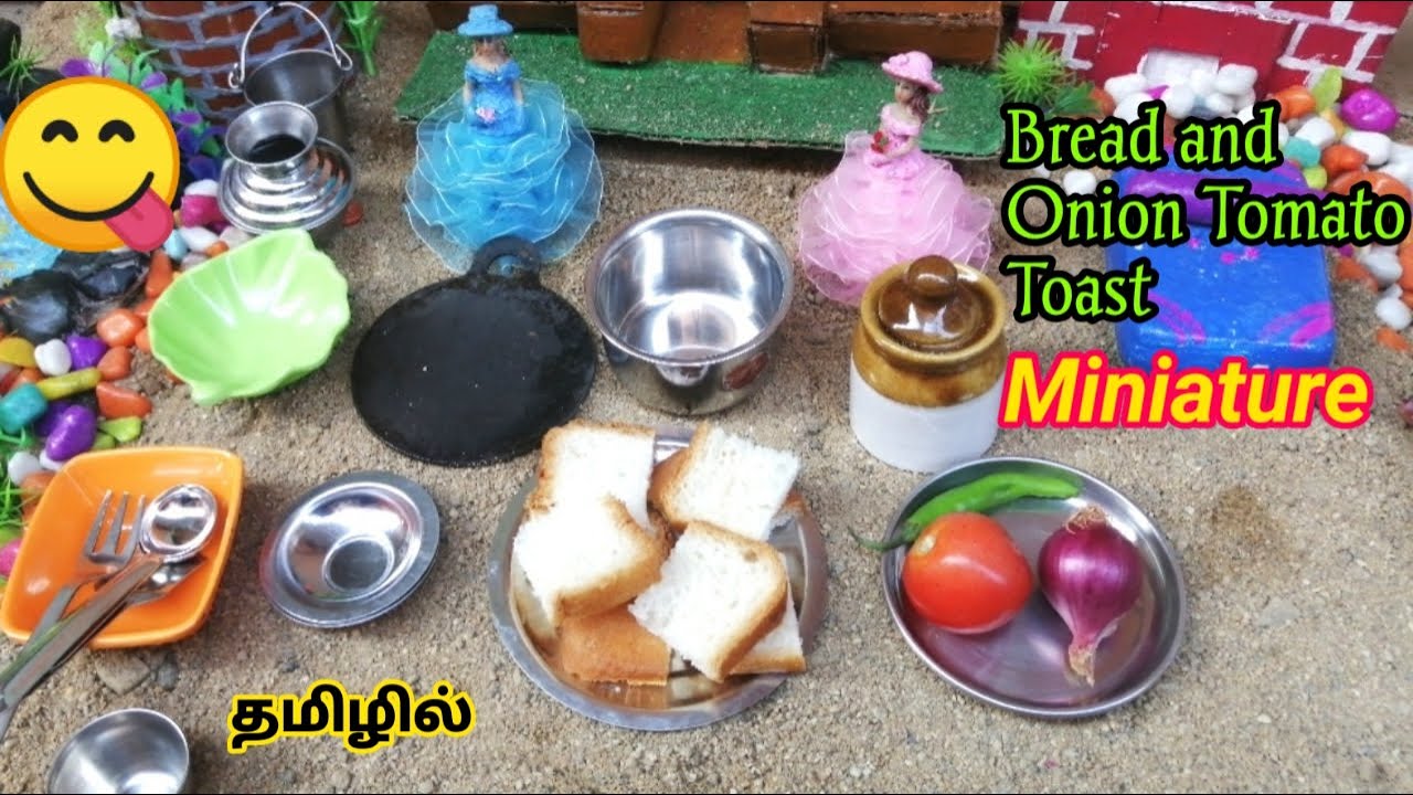 Bread onion and tomato toast recipe/Mini cooking Tamil - YouTube