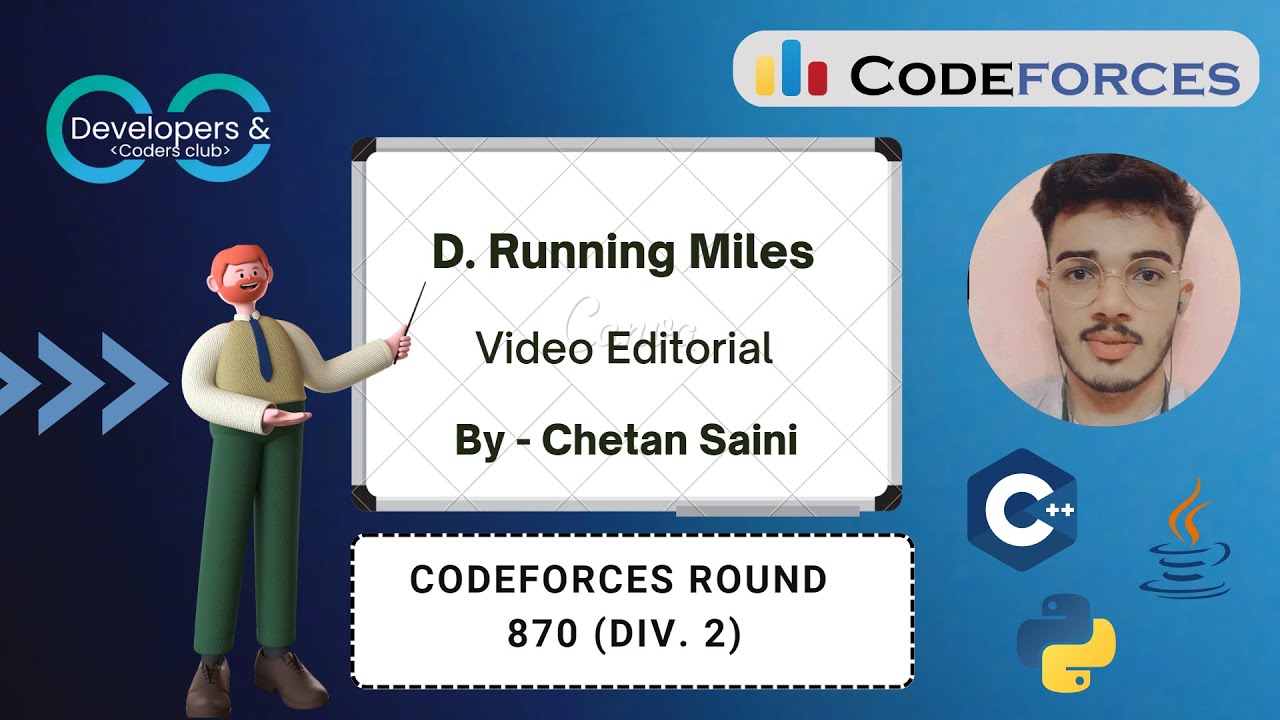 D Running Miles Codeforces Round 870 Div 2 Codeforces Dcc Nit A Youtube
