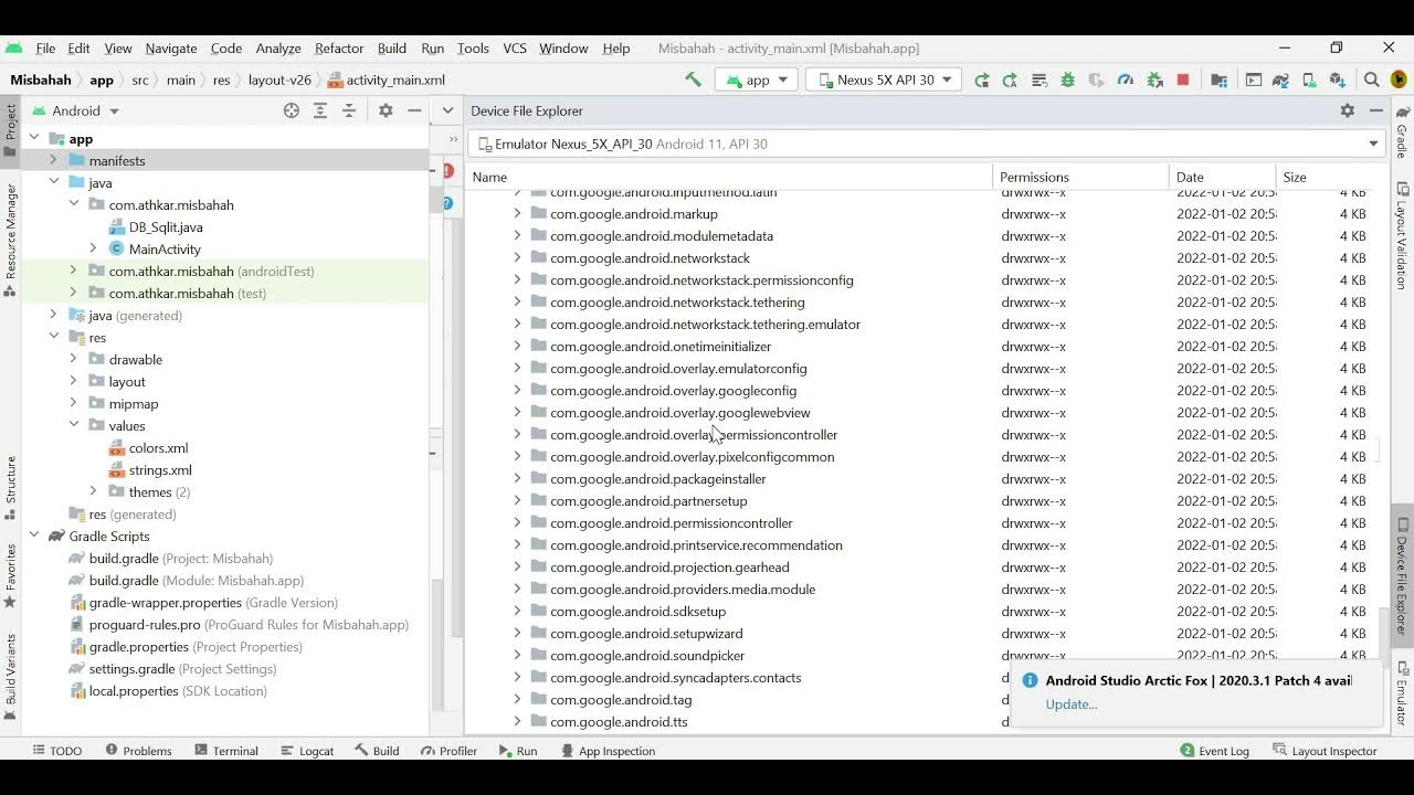 Where is the place of SQlite database file in android studio - YouTube