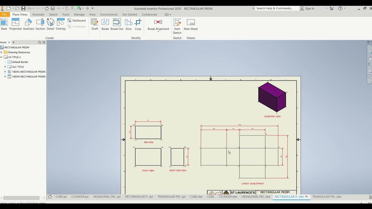 8.1 Inventor Part 14 Rectangular Prism - YouTube