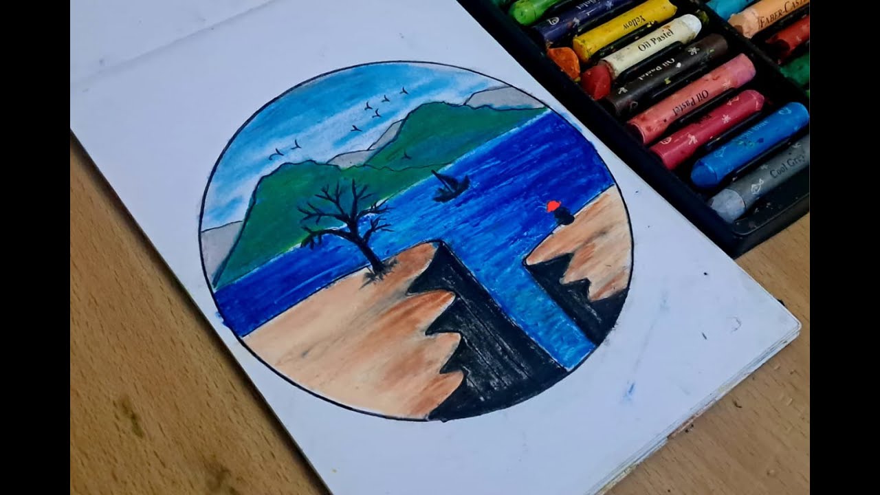 How to draw nature/easy and simple nature scenery/nature drawing with ...