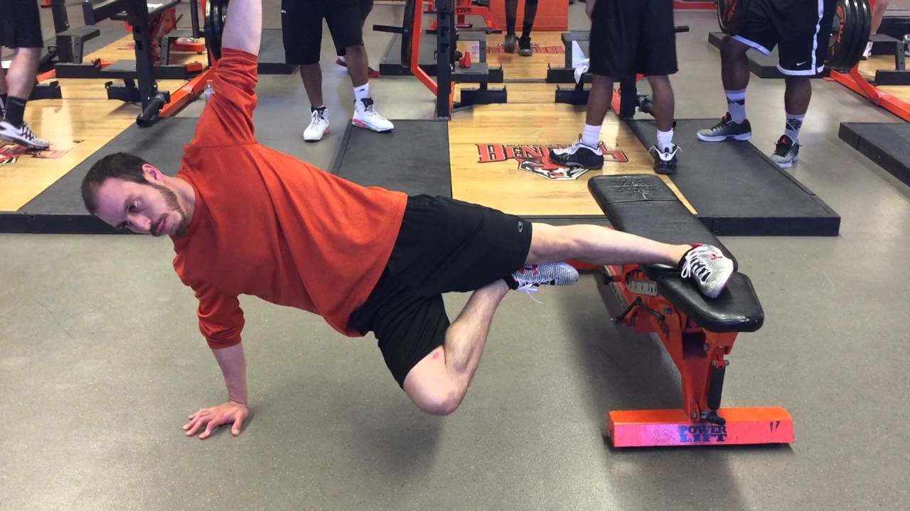 Foot elevated side-plank w/ lower leg rotation - YouTube