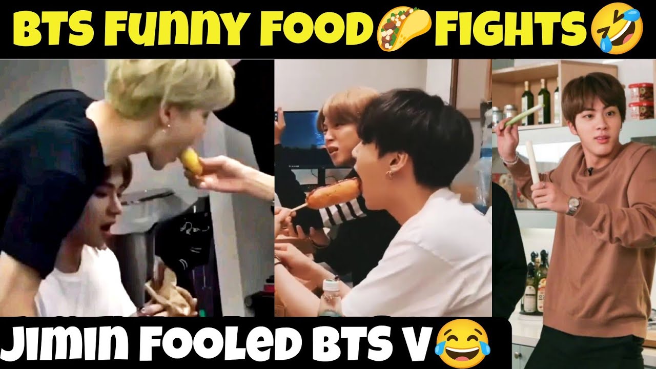 BTS Jimin Fooled V 😂 BTS Funny Food Fight 🌮 BTS Cheat Each Other for ...
