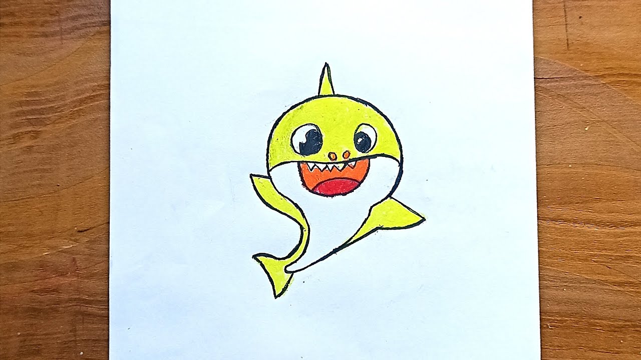 How To Draw Baby Shark || Baby Shark Drawing Step By Step For Beginners ...