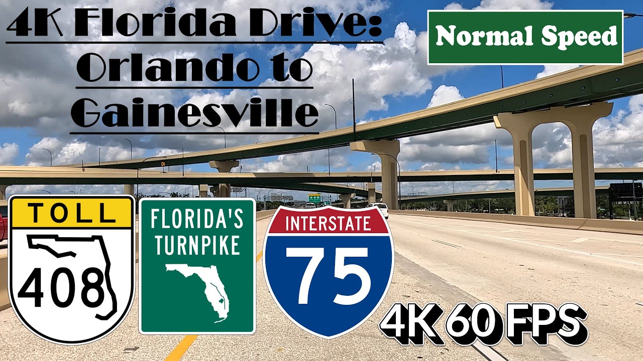 4K Florida Drive: Orlando to Gainesville ASMR. SR 408, Florida's ...
