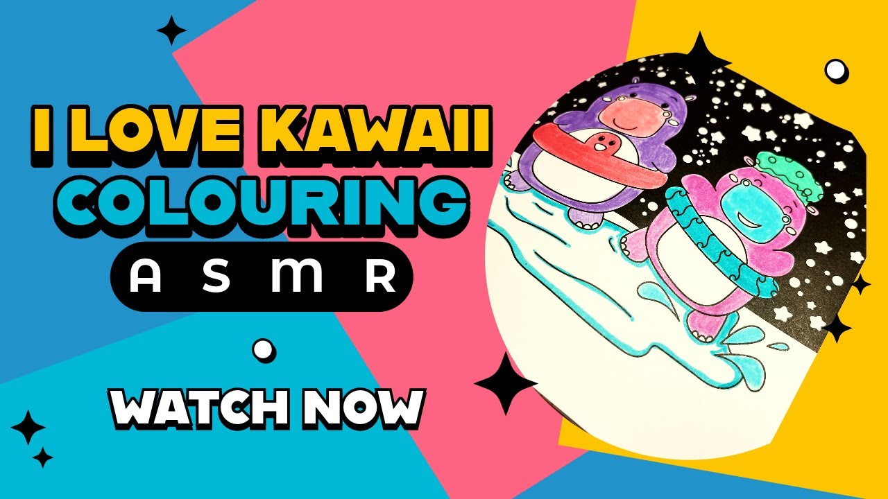 Kawaii Hippos, Fast Colouring, ASMR brush strokes only - YouTube