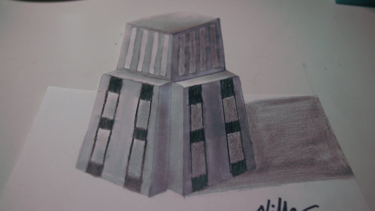 3D Block Of Flats Drawing - YouTube