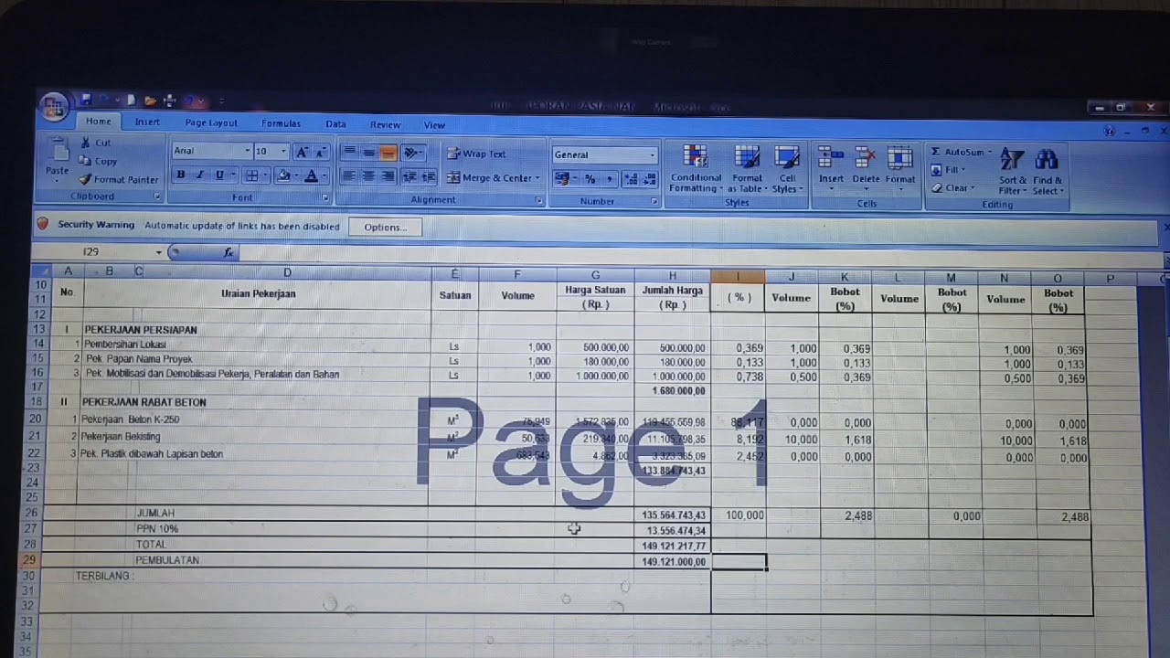 Cara membuat progress pekerjaan mingguan contoh rab rabat beton - YouTube