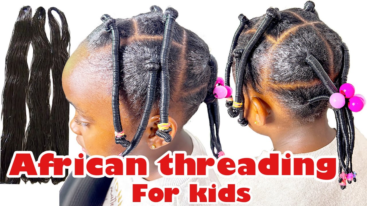 AFRICAN THREADING HAIRSTYLE FOR KIDS |BLACK RUBBER THREAD |WITH A SHORT ...