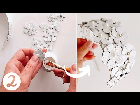 Wie man ein breites Stirnband mit Blumen im italienischen Stil macht. Lektion 2