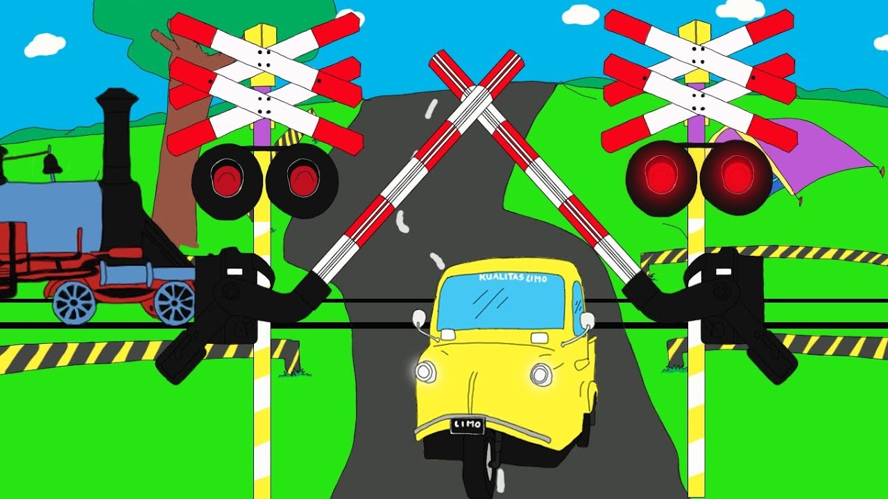 PALANG PINTU KERETA API TUT TUT TUT KERETA API KARTUN ANIMASI - YouTube