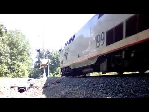 (OLD VIDEO) Amtrak Downeaster P42 199 leading at Coles Hill Rd Wells ME 8/26/2018 - YouTube