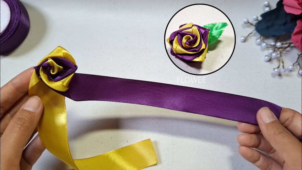 Whole Ribbon Rose - Ribbon Flowers - How to make an easy ribbon rose ...