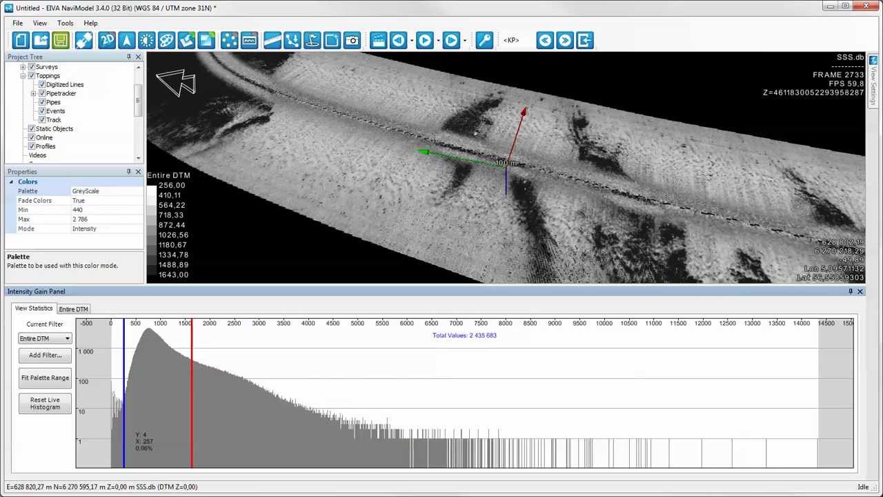 EIVA NaviSuite - Side-scan surveys - Side-scan mosaic in NaviModel ...