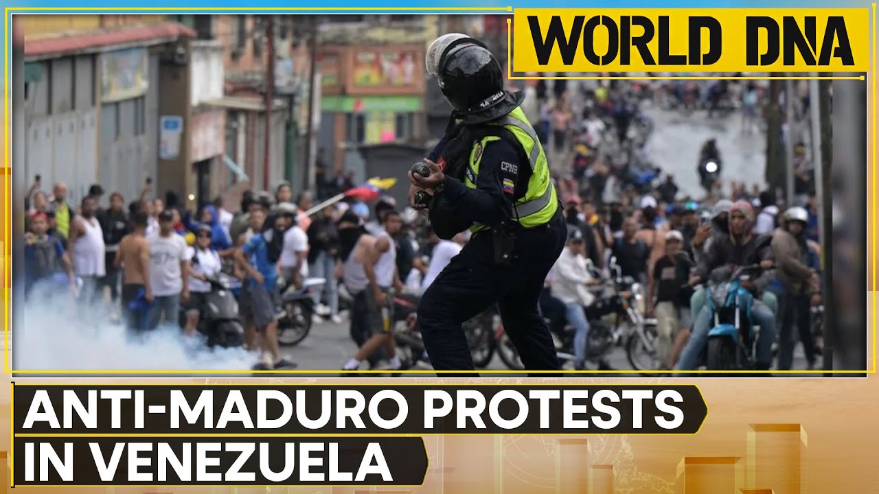 Venezuela Protests: Demonstrators tear down statue, hurl objects at ...