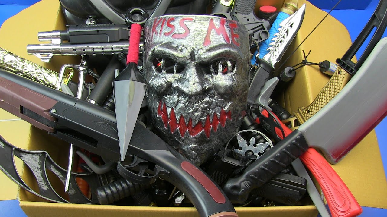 HORROR BOX ! Box of Guns Toys ~ Ahe,Shuriken,KUNAİ,WEAPONS... - YouTube