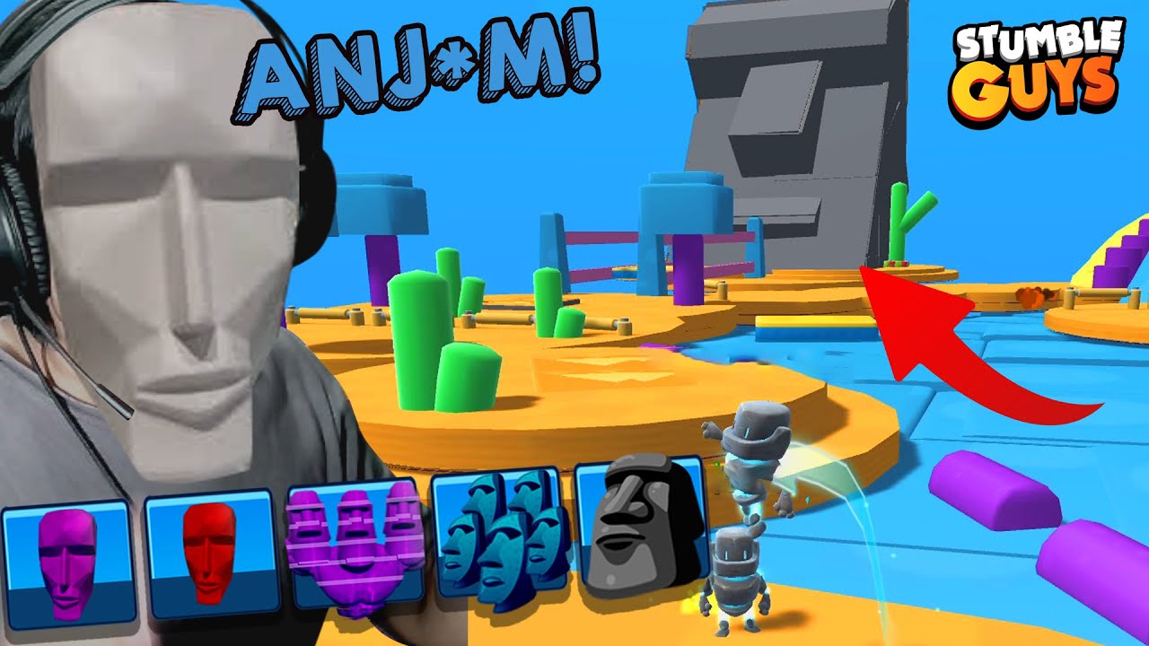 PETUALANGAN LAWAN SEMUA MAP EMOT BATU YG ADA DI STUMBLE GUYS DARI MOAI ...