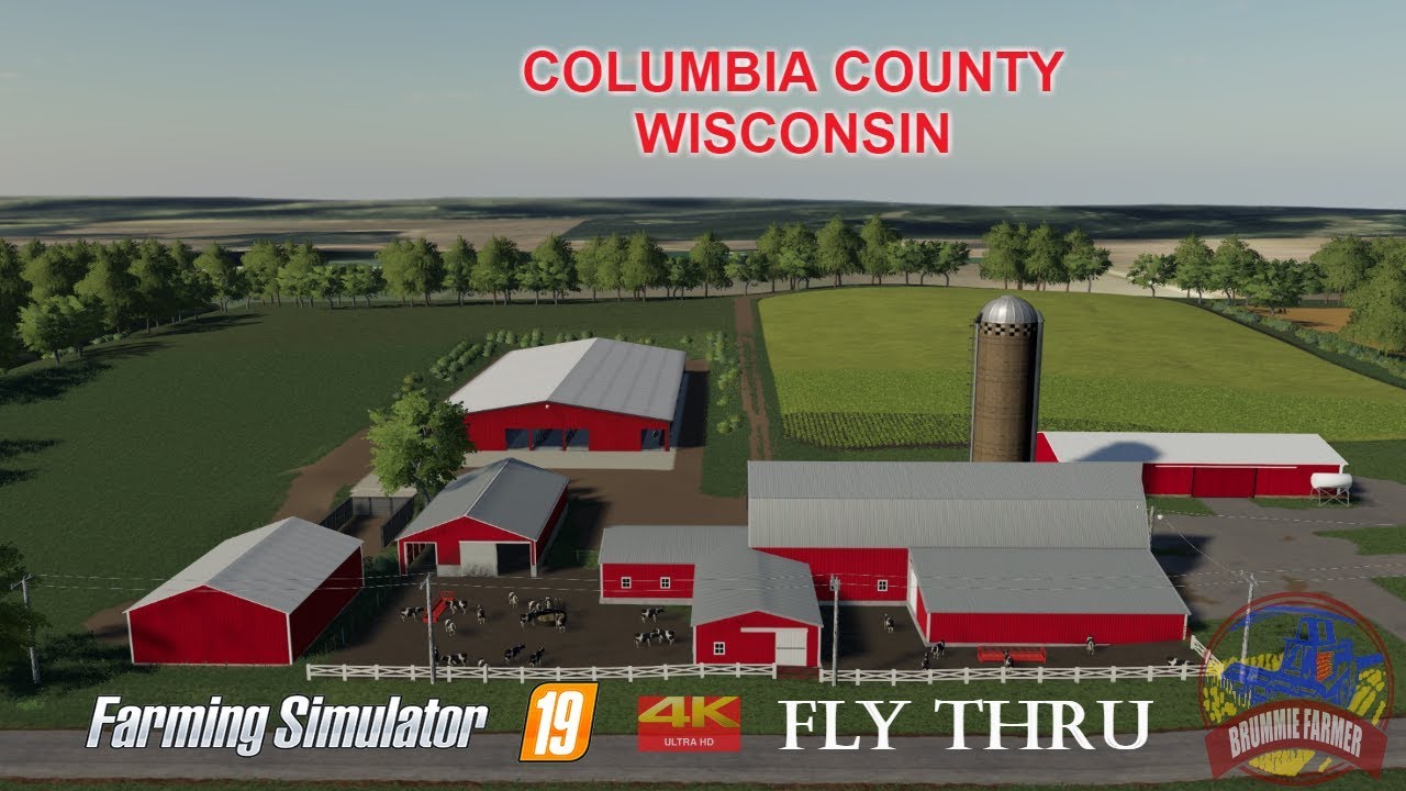 Farming Simulator 19 | Columbia County Wisconsin | 4K Fly Thru - YouTube