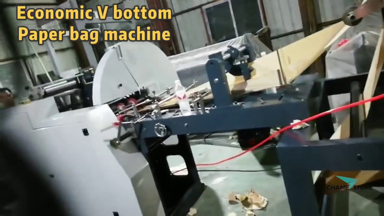 Cheap v bottom sharp bottom food paper bag machine China - YouTube