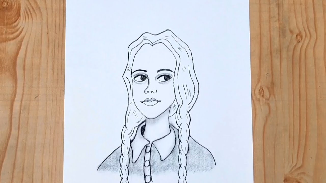 How to Draw Wednesday Addams |easy Drawing (step by step) || Netflix ...