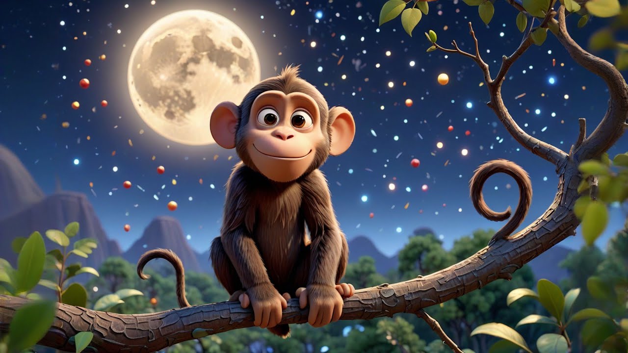 The Monkey Who Painted the Moon 🐒🌕 | Funny Kids Story | Learning ...