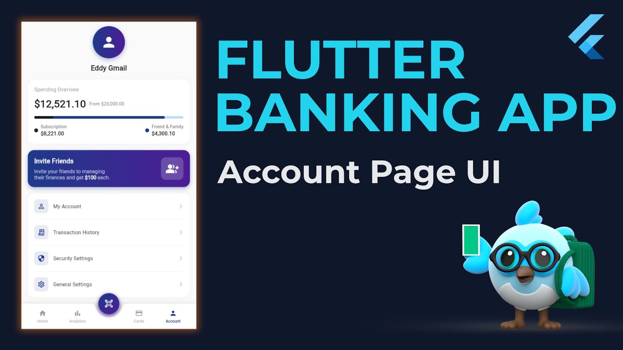 Build Beautiful Banking App Account Page with Firebase | Flutter ...