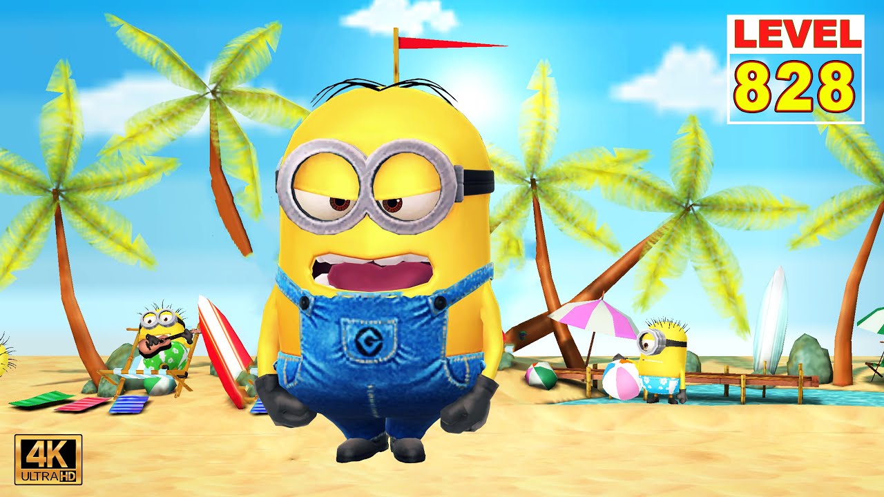Minion Rush Dave Minion jump over obstacles 450 times at Minion Beach [Level 828 PC 4K] - YouTube
