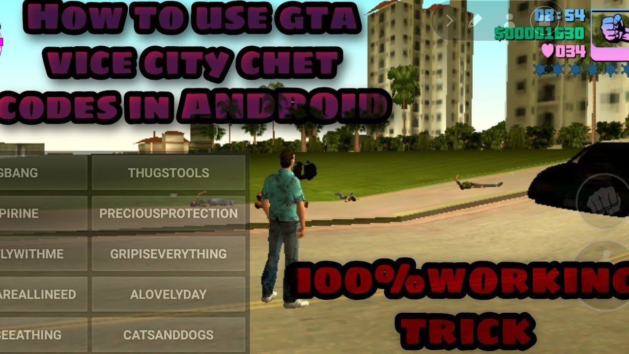 How to use gta vice city chet codes in ANDROID - YouTube