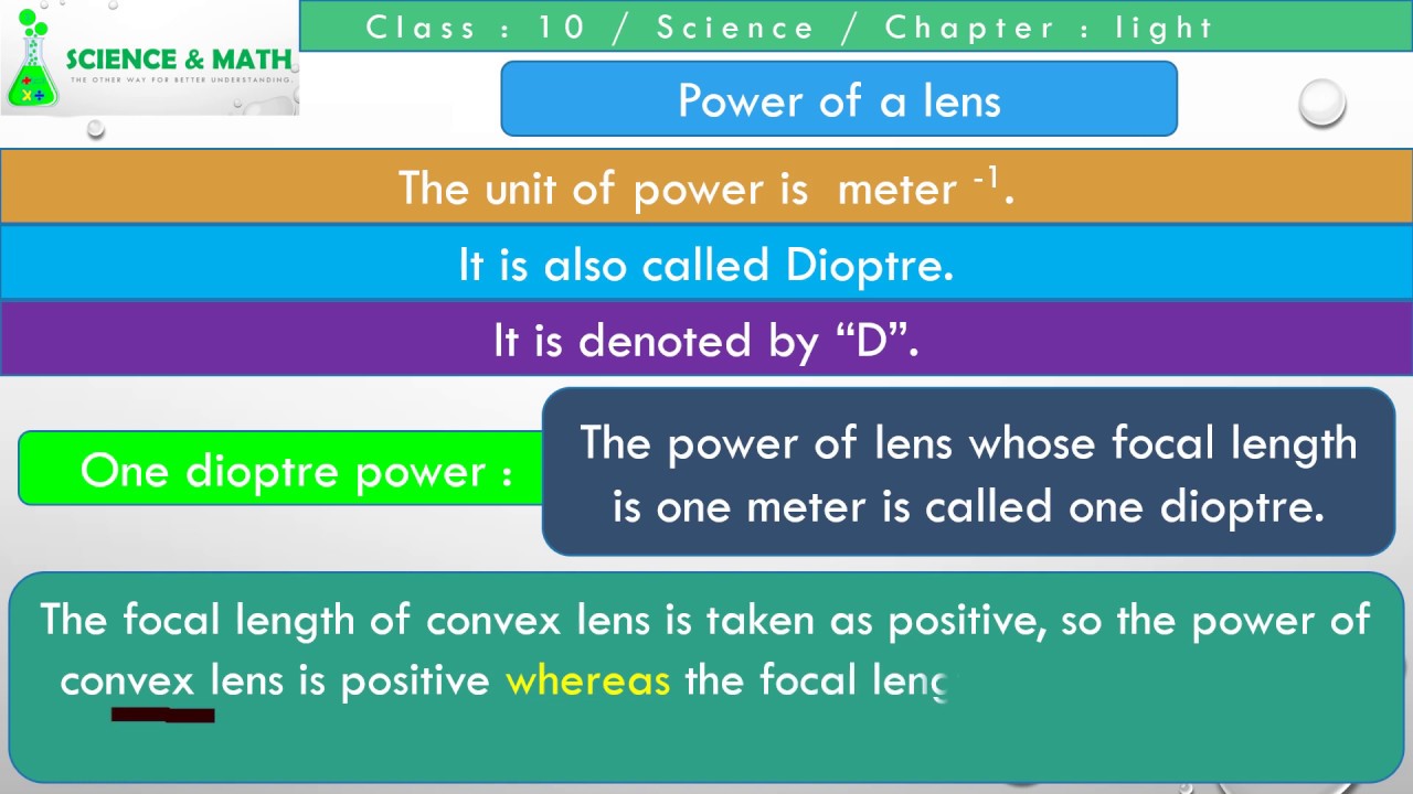 Light l Power of lens l Grade 10 l Science l lecture 5 - YouTube