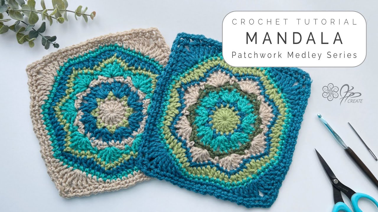 Crochet Mandala Square | Patchwork Medley Blanket - YouTube
