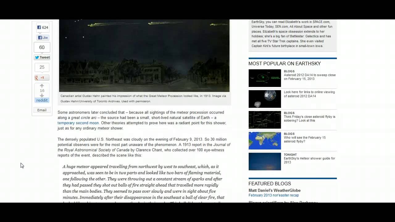 "The Great Meteor Procession of Februrary 1913" Returns And Hits Russia ...