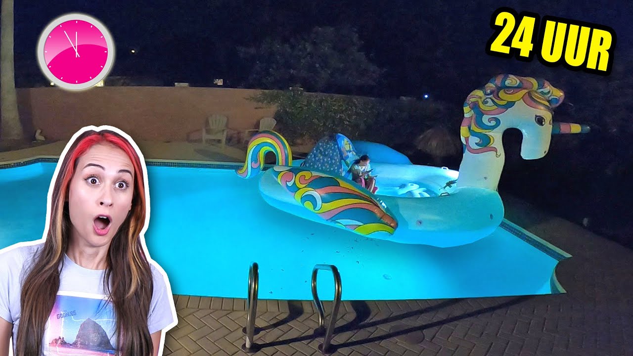 24 UUR OVERLEVEN OP EEN UNICORN FLOATIE IN MIJN ZWEMBAD! || Fan Friday ...
