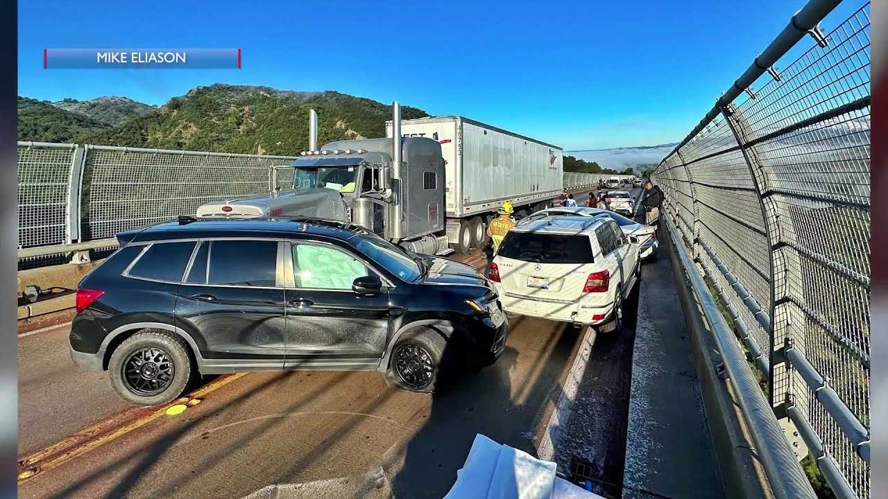 Icy conditions on Cold Spring Bridge on Hwy. 154 results in multi-car ...